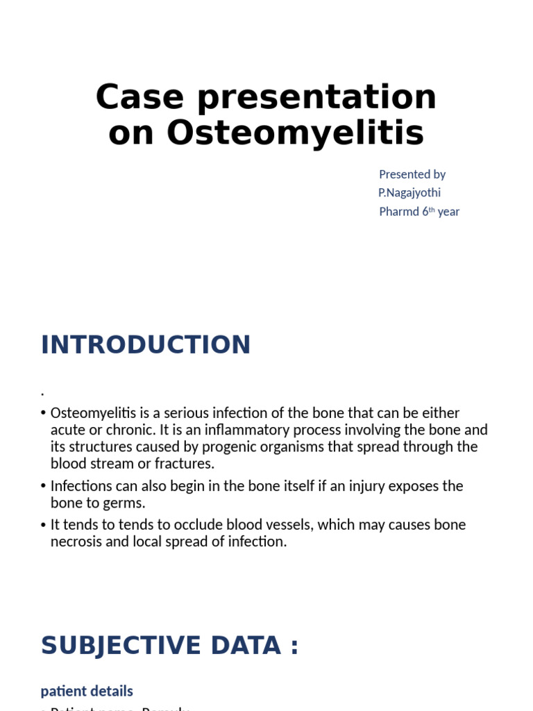 Osteomyelitis | PDF | Human Diseases And Disorders | Medical Specialties