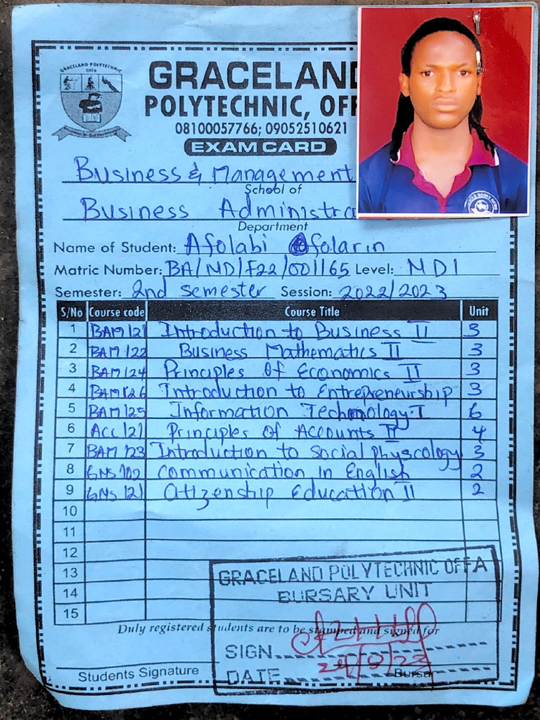 Exam card | PDF