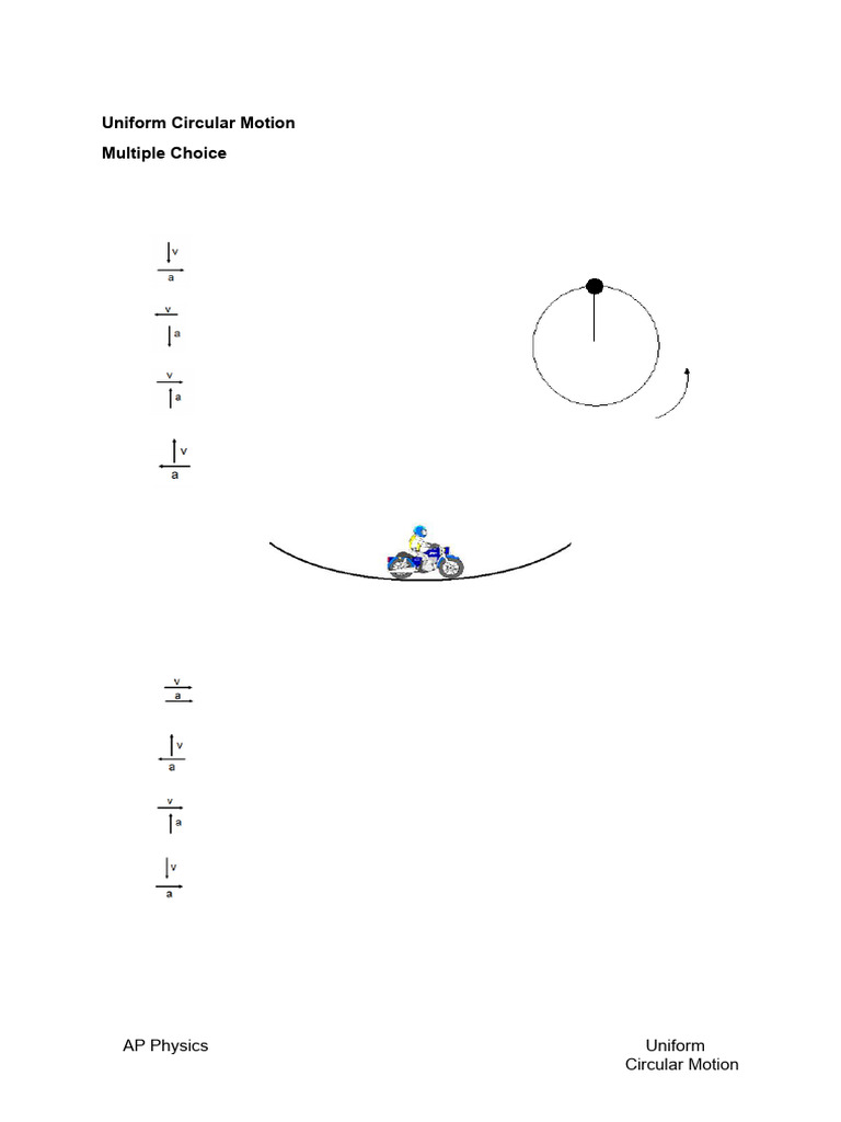 AP Physics 1 Circular Motion MCQ | PDF | Acceleration | Force