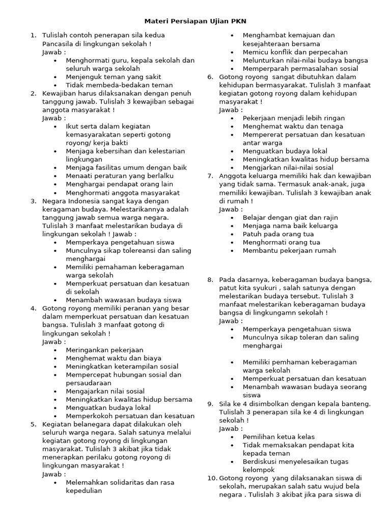 Materi Ujian PKN untuk Pelajar | PDF