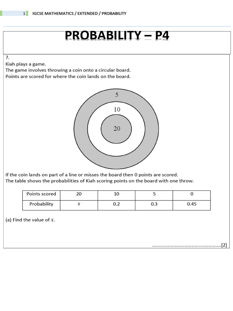 IGCSE Extended Probability Exercises | PDF | Probability | Mathematics