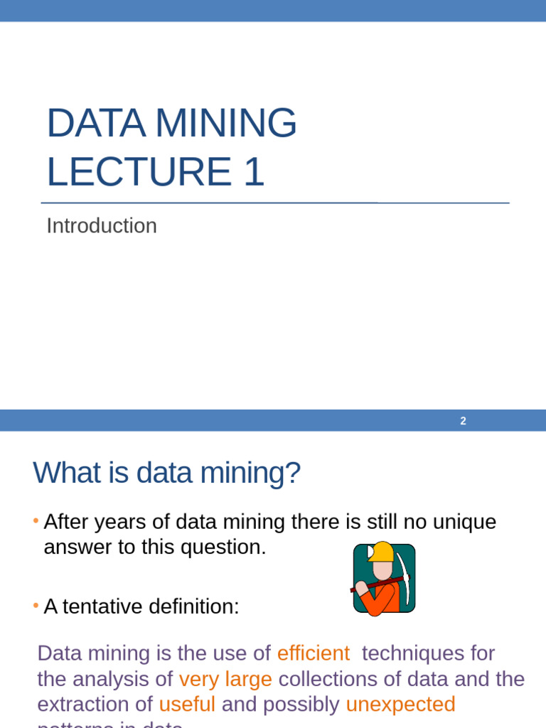 Datamining-Lect1 - Introduction To Data Mining | PDF | Data | Machine Learning