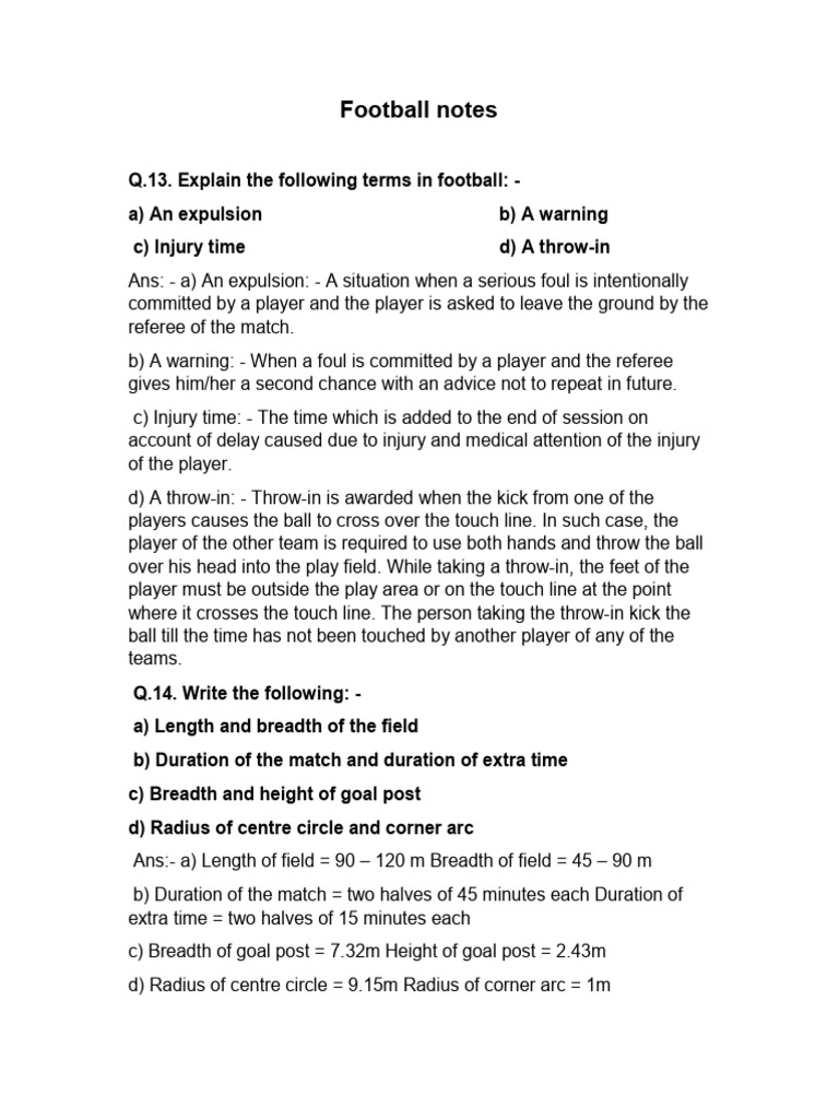 Key Football Rules and Terminology Explained | PDF | Association ...