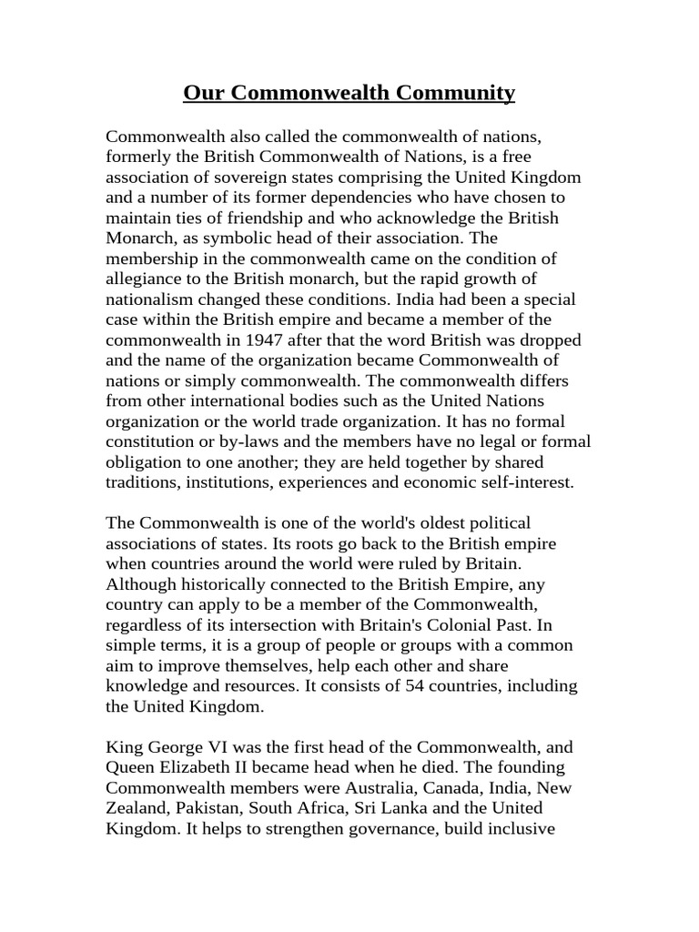 Our Commonwealth Community | PDF | Commonwealth Of Nations | British Empire