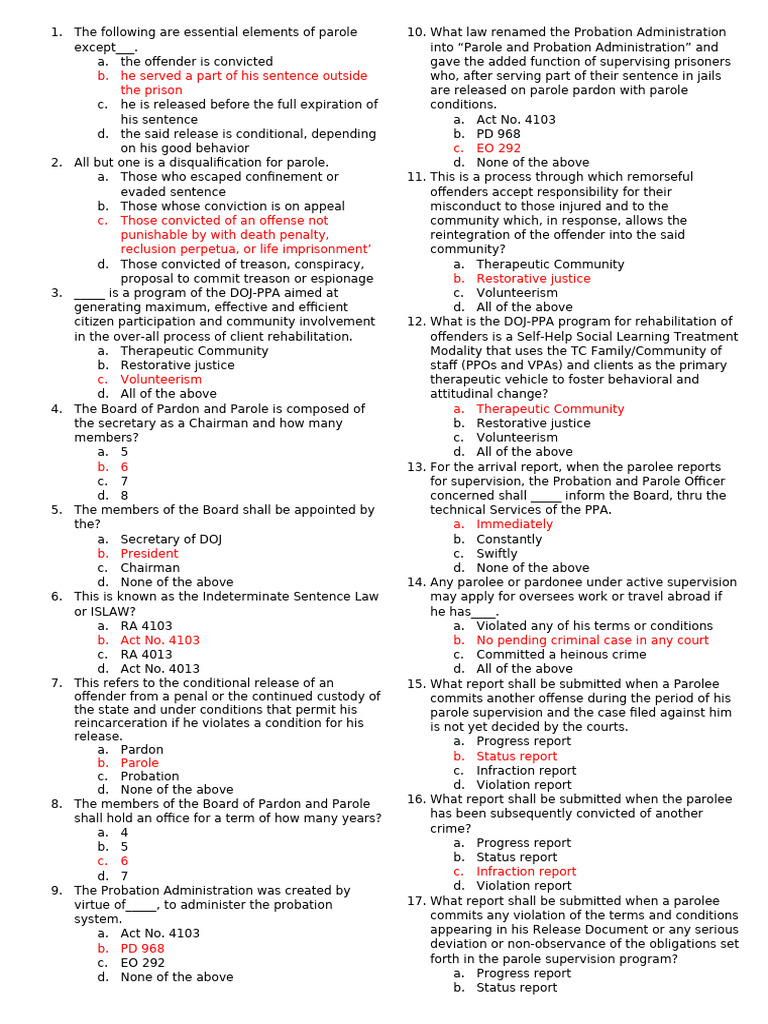 Midterm Exam in Cri 180 | PDF | Pardon | Probation