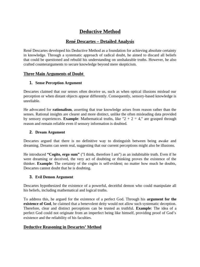 Descartes' Deductive Reasoning Explained | PDF | Rationalism | René ...