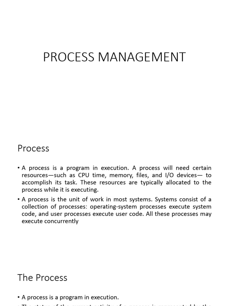 PROCESS MANAGEMENT-Process-Part1 | PDF | Process (Computing) | Scheduling (Computing)