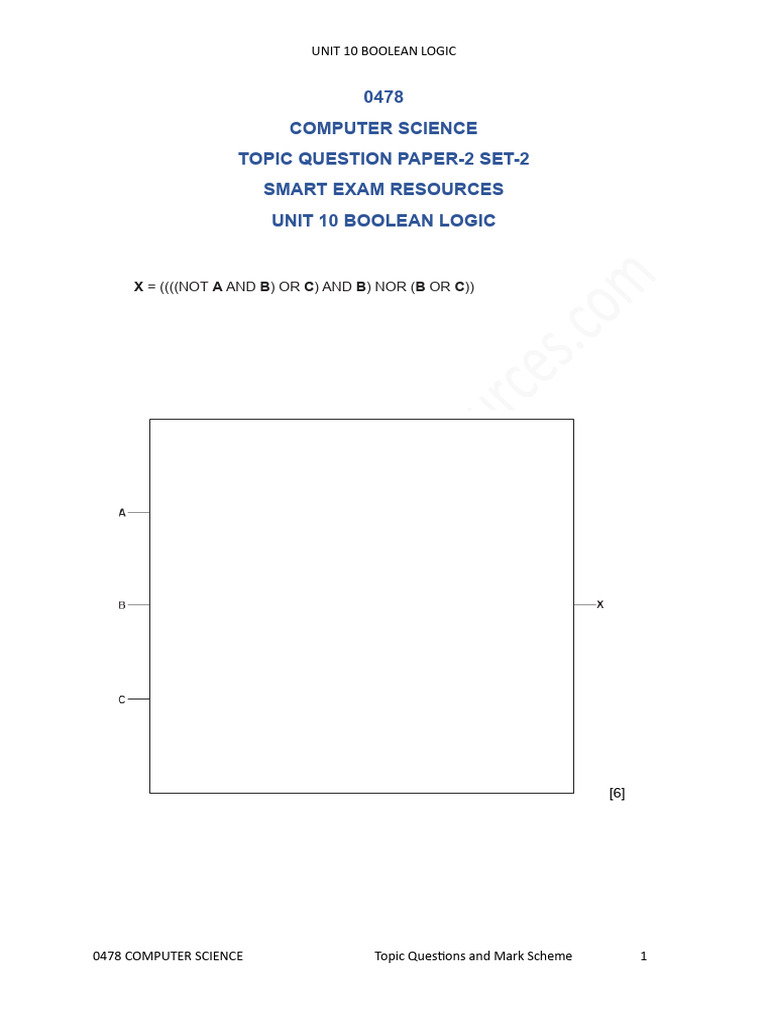 102 Igcse Computer Science Boolean Logic Question Paper 2 Set 2 Pdf Logic Gate