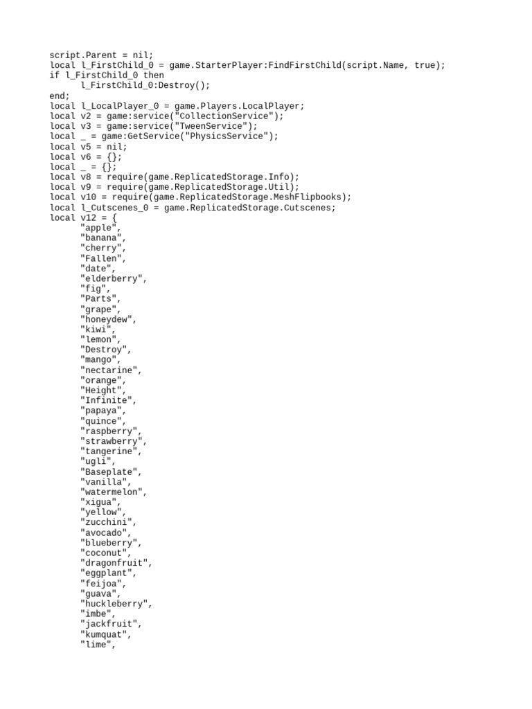 HumanoidRootPart Management Script | PDF | Tropical Fruit | Edible Plants