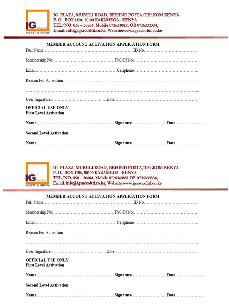 Members Account Activation Form | PDF