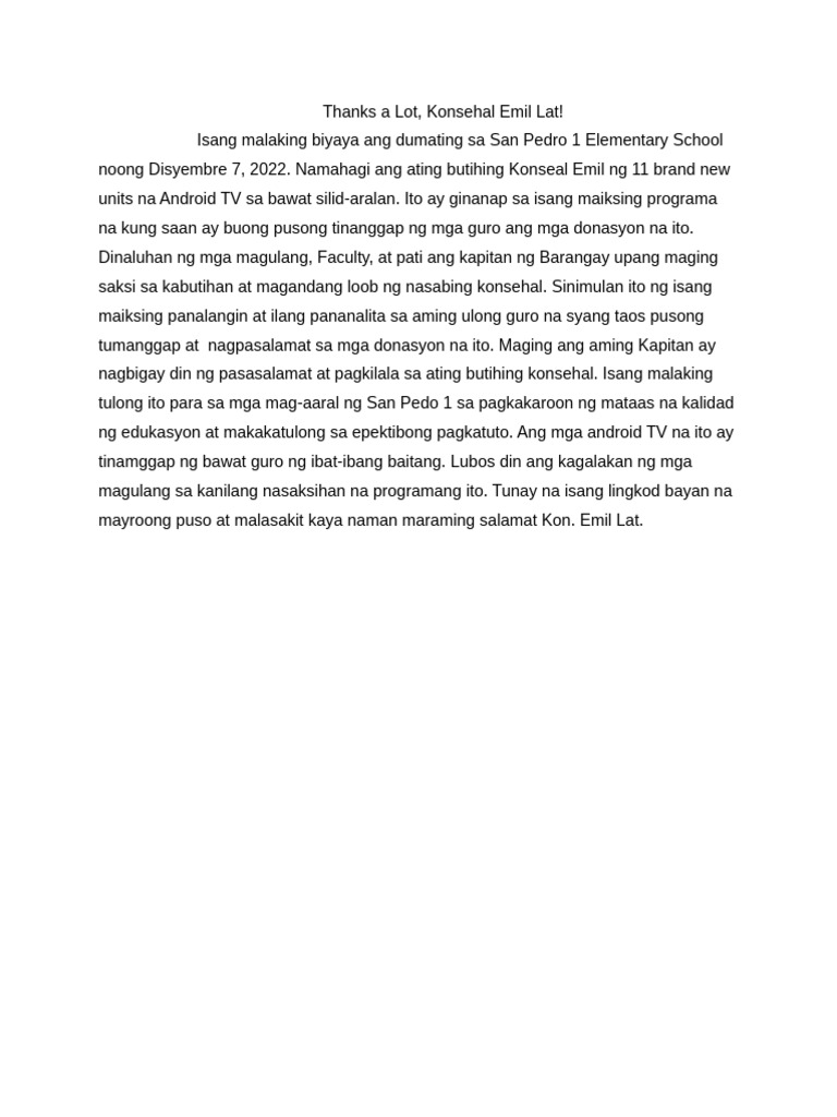 Mensahe NG Pasasalamat | PDF