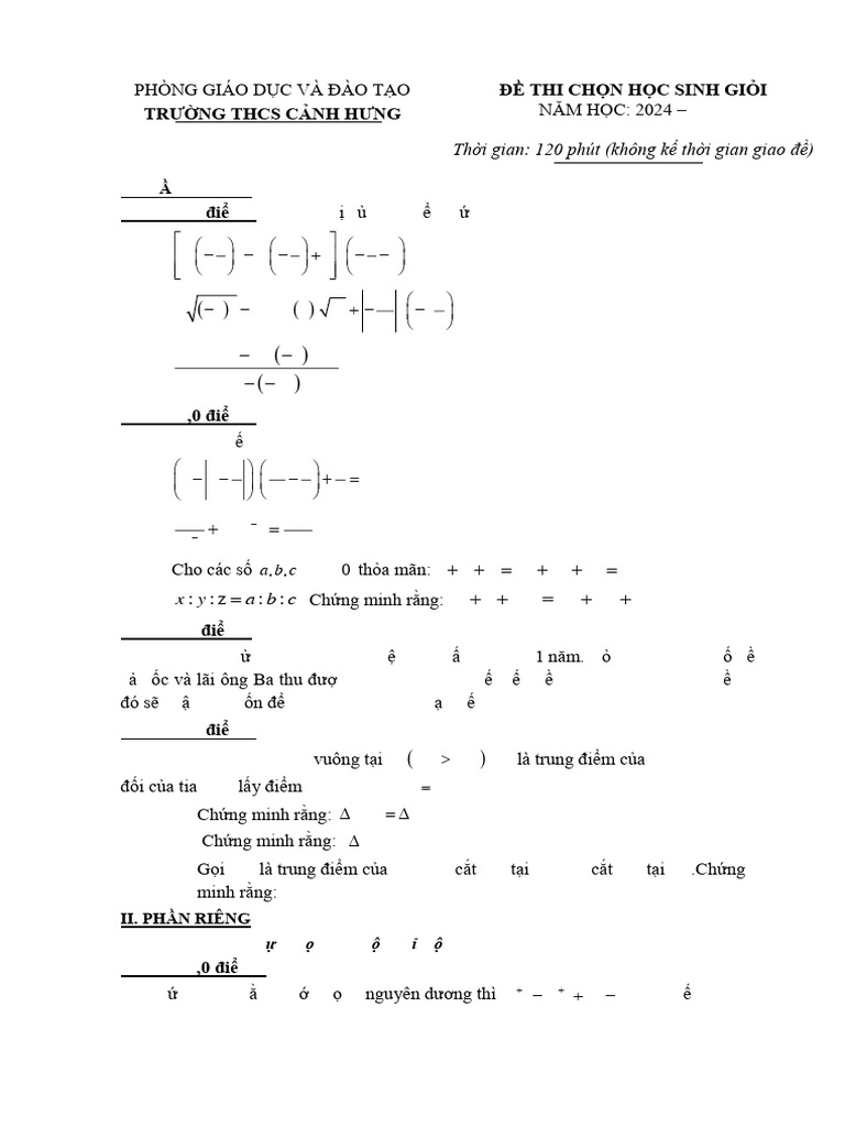 15 Đê HSG Toán 7 Hs | PDF