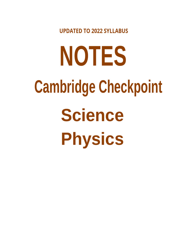 Cambridge Checkpoint Physics Notes | PDF | Heat Transfer | Density