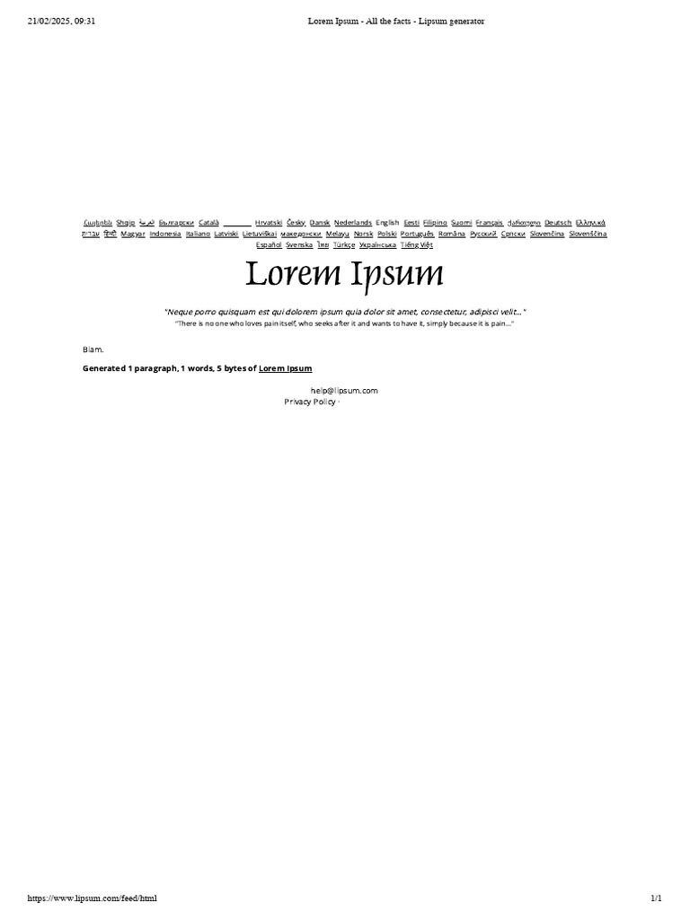 Lorem Ipsum: Facts and Generator | PDF
