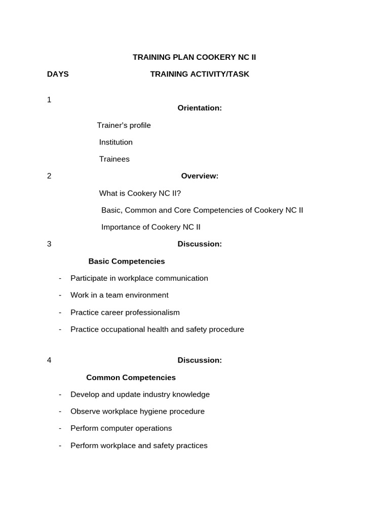 13 Core Competencies in Cookery NC II | PDF | Desserts | Soup
