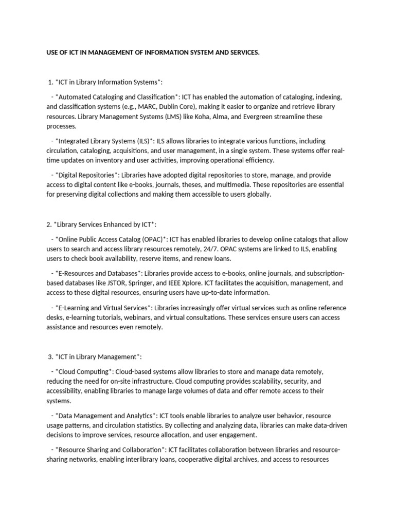 Emerging Trends in Library and Use of Ict Notes | PDF | Libraries ...