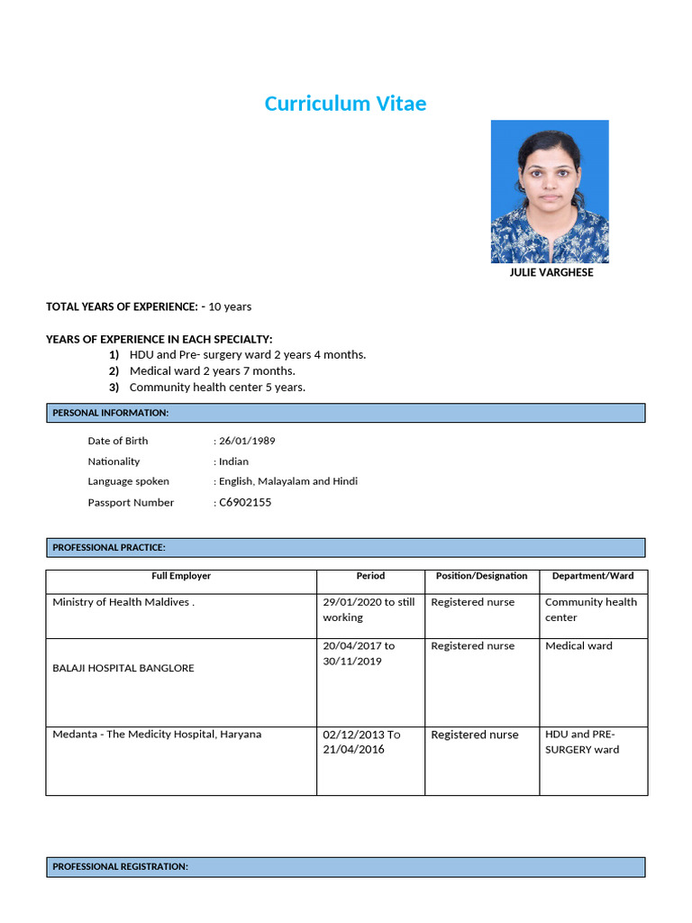 Julie - Cv. . | PDF | Cardiopulmonary Resuscitation | Nursing