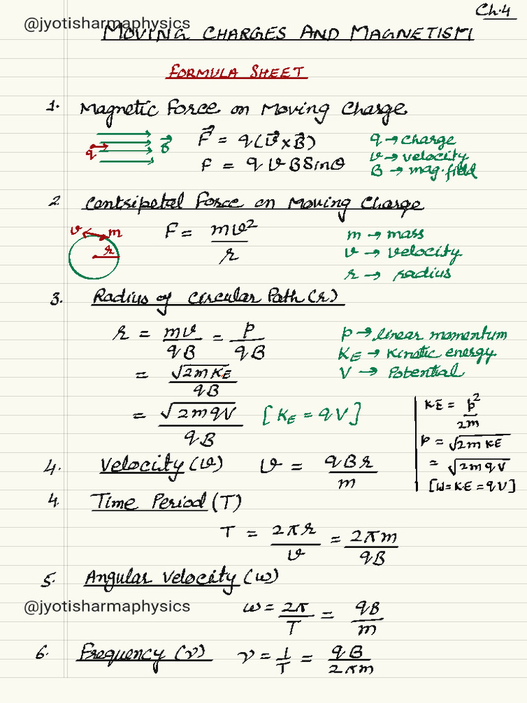 Chapter 4 FormulaSheet | PDF