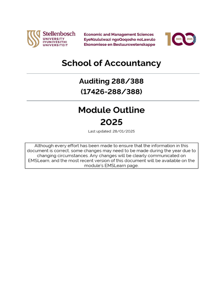 2025 AUD288 - 388 Module Framework | PDF | Thought | Audit