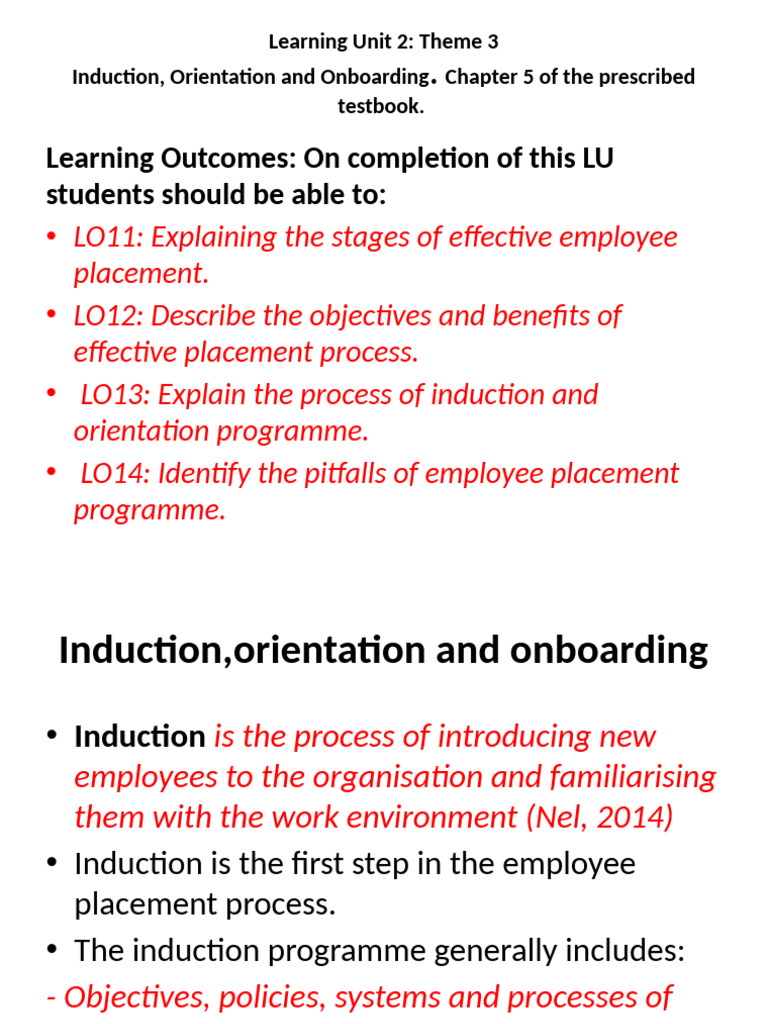 Theme 3 Induction, Orientation and Onboarding- TheME 3 (6) | PDF ...