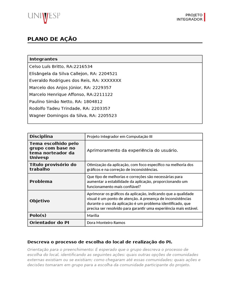 Modelo-Plano de Acao | PDF | Protótipo | Usabilidade