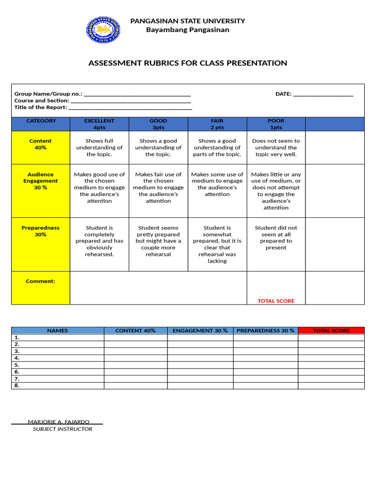 Assessment Form | PDF