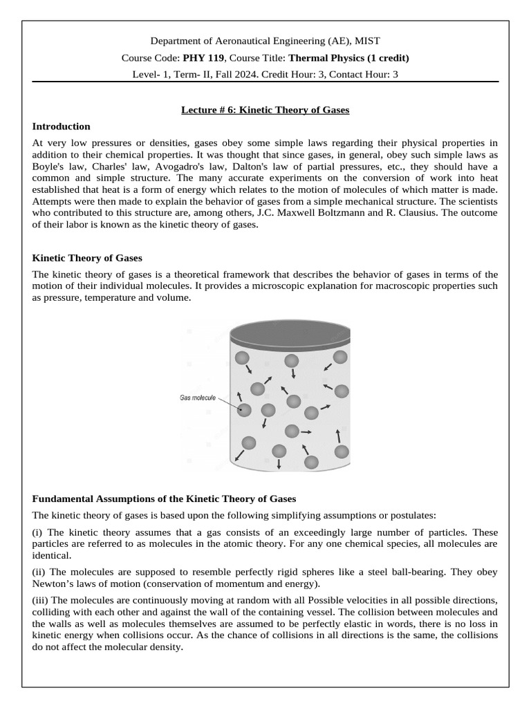 Kinetic Theory of Gases Overview | PDF | Gases | Temperature