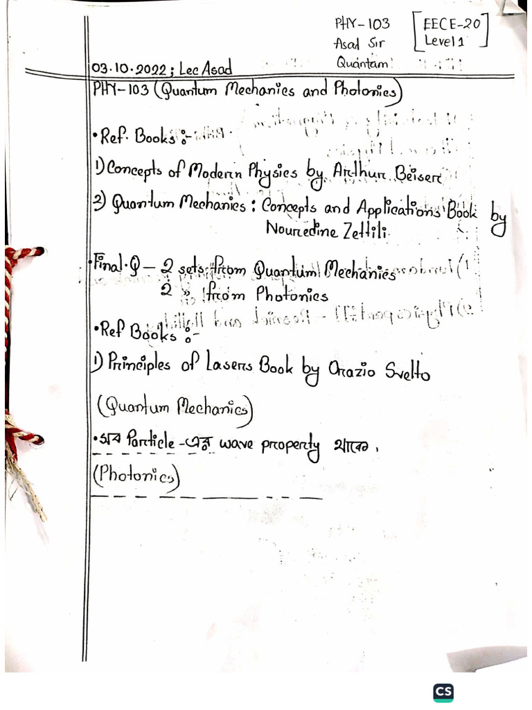 (HANDNOTE) Quantum Mechanics | PDF