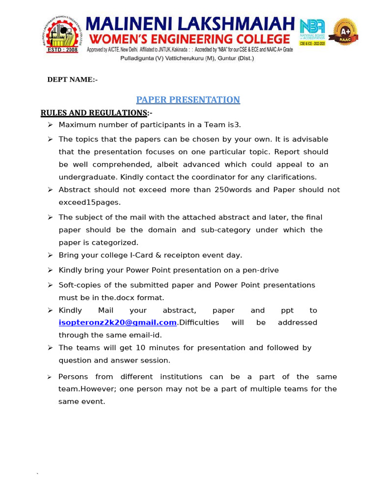 Paper Presentation Rules and Guidelines | PDF