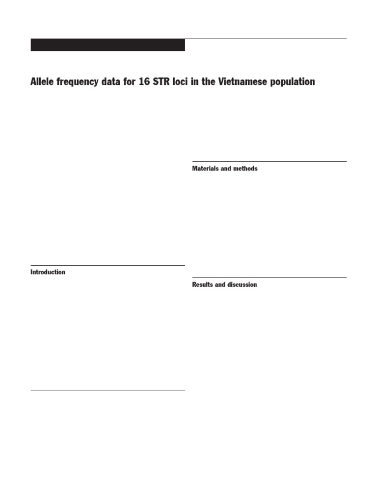 Vietnamese STR Allele Frequencies | PDF | Microsatellite | Molecular ...