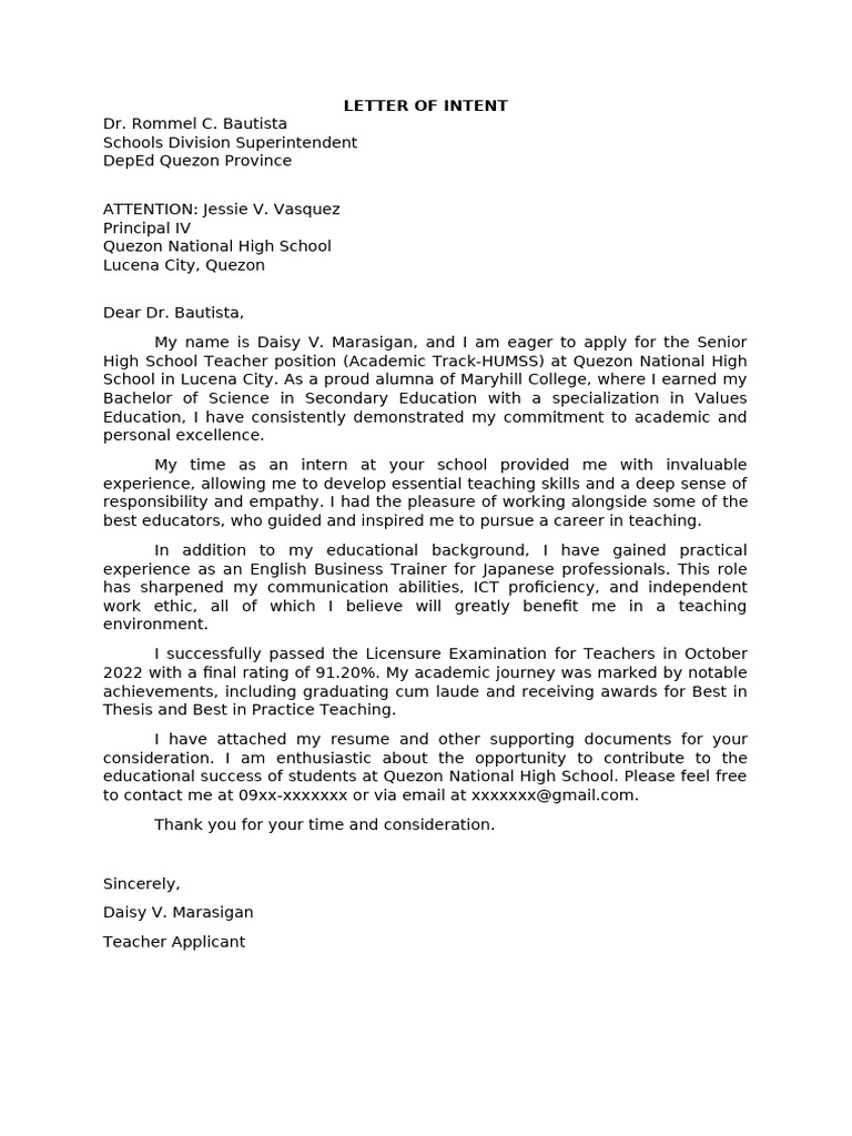 Letter of Intent Version 2 | PDF