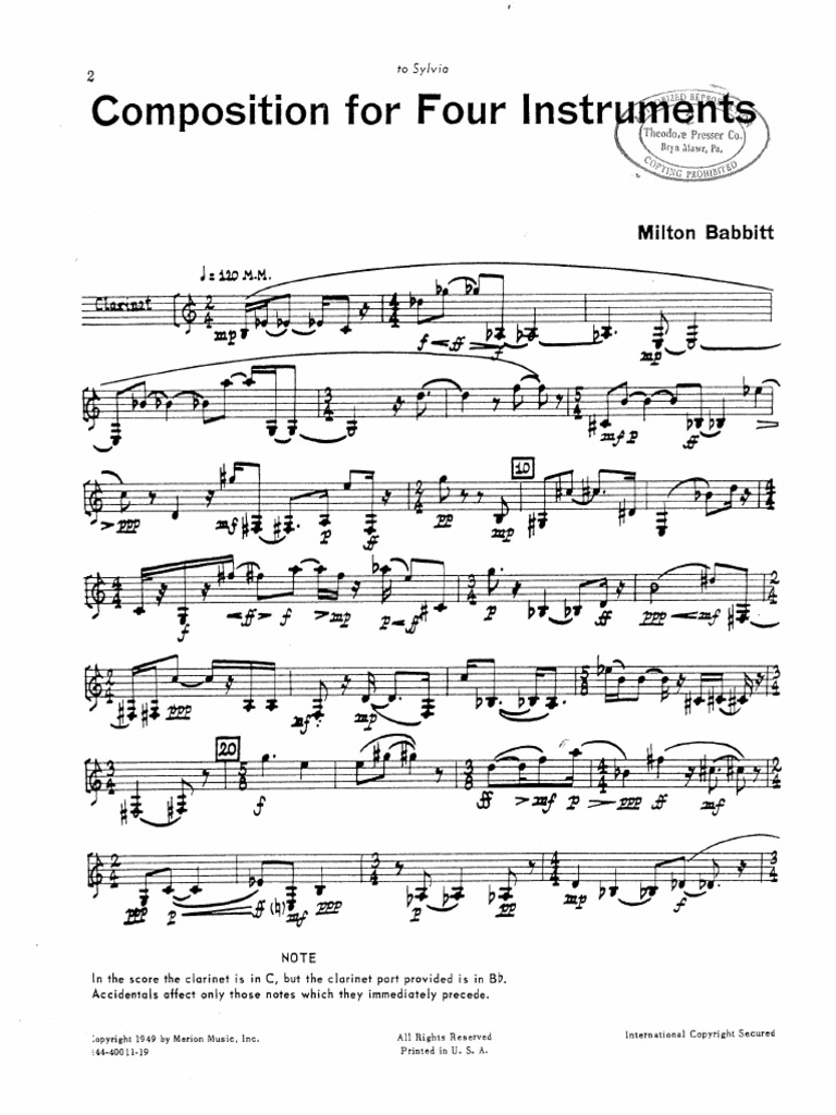 Babbitt, Composition for Four Instruments-1-5 | PDF