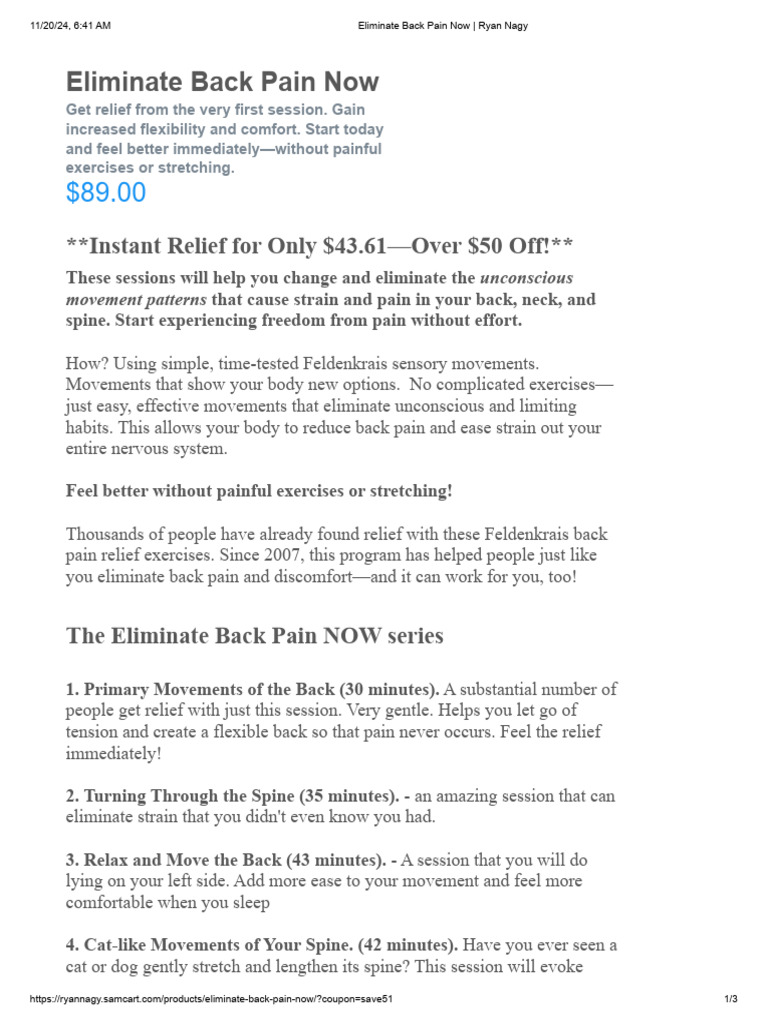 Description - Eliminate Back Pain Now by Ryan Nagy | PDF | Breathing ...