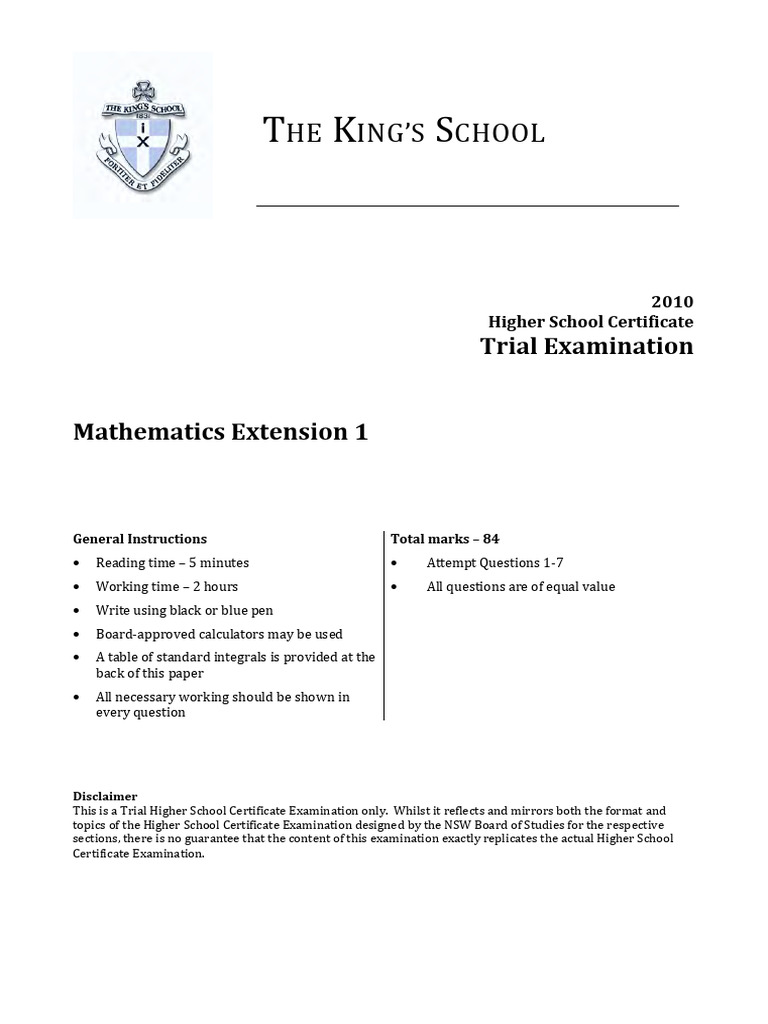Kings 2010 3U Trials & Solutions | PDF | Calculus | Mathematical Analysis