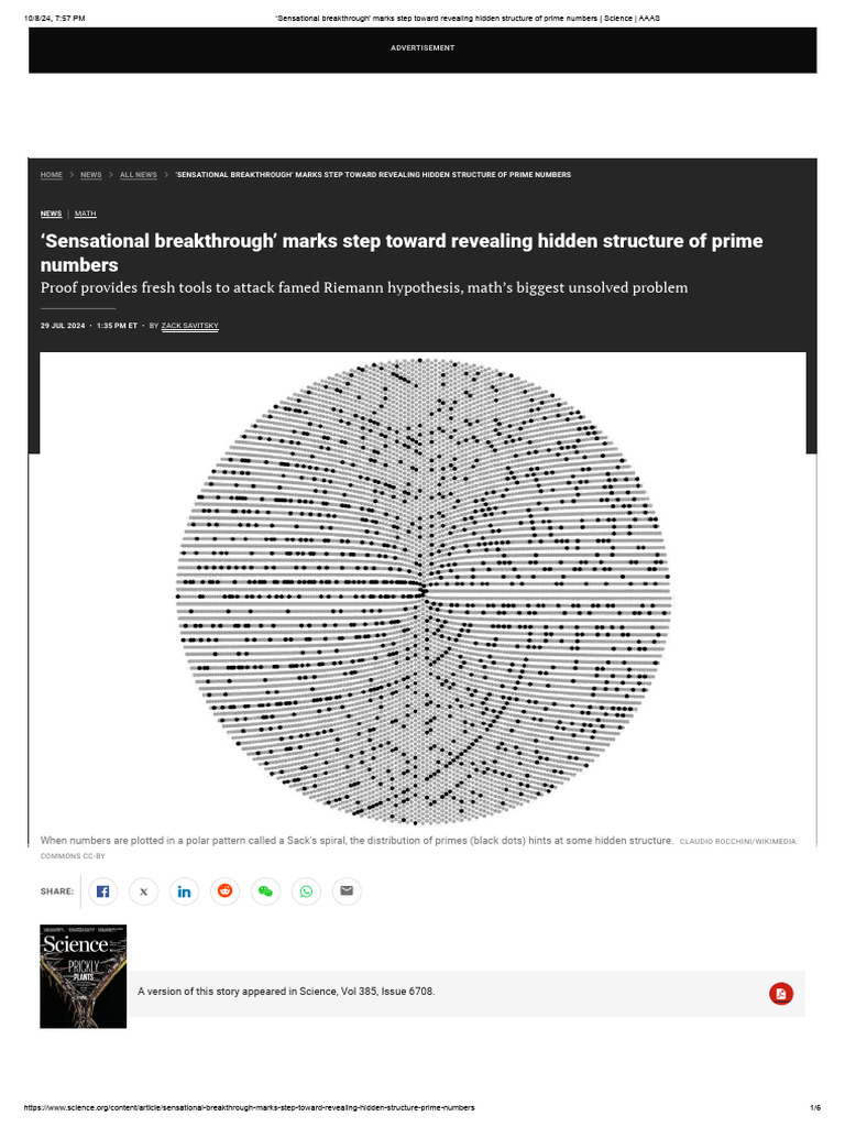 Sensational Breakthrough' Marks Step Toward Revealing Hidden Structure of Prime Numbers ...