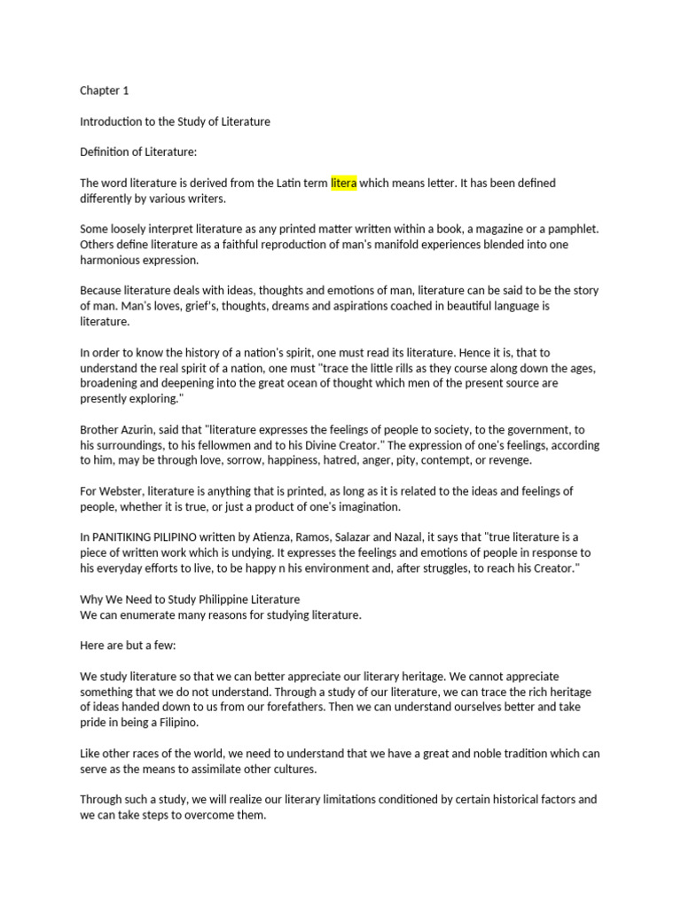 Phil Lit. Chap 1 | PDF | Poetry | Epic Poetry