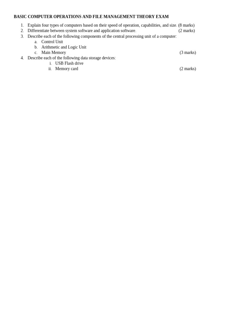 Basic Comp Operation Theory Exam | PDF