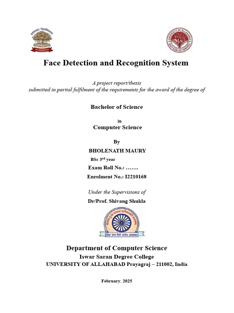 Face Detection & Recognition BSc Thesis | PDF | Thesis | Academic Degree