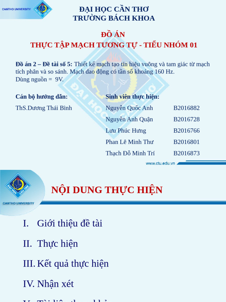 Đ Án 2 - TT.M CH Tương T - TN1 - N9 | PDF