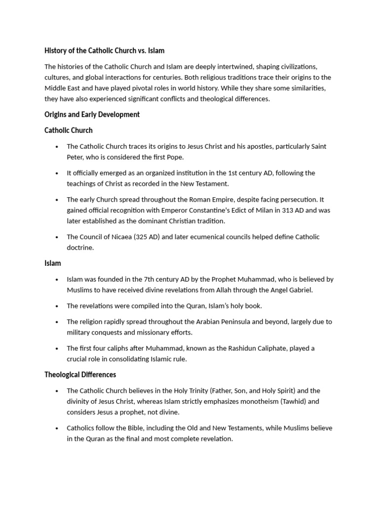 Catholic Church and Islam: A Historical Overview | PDF | Catholic ...