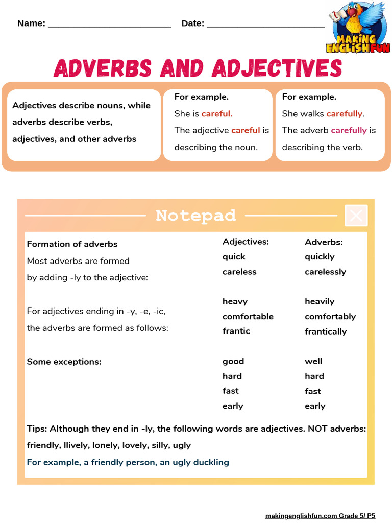 Adverbs 5th Grade | PDF | Adverb | Adjective
