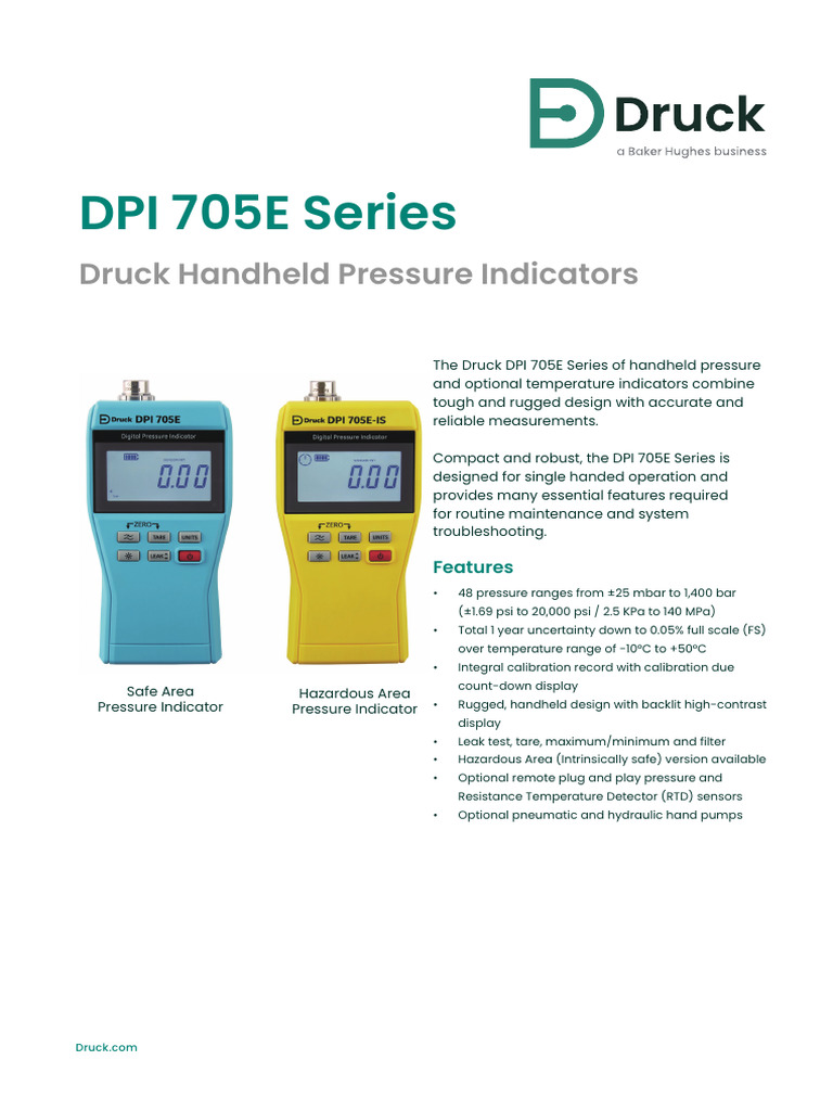 Dpi 705e Datasheet 920-697b - English | PDF | Pressure Measurement ...