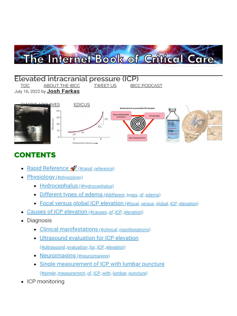 Elevated Intracranial Pressure (ICP) - EMCrit Project | PDF ...