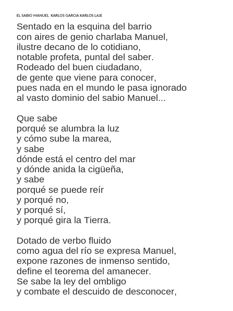 El Sabio Manuel Karlos Garcia Karlos Laje | PDF