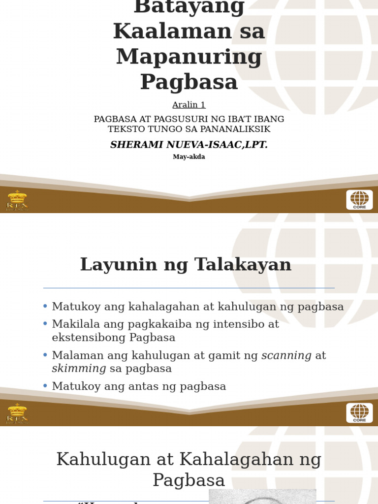 1 Batayang Kaalaman Sa Mapanuring Pagbasa | PDF