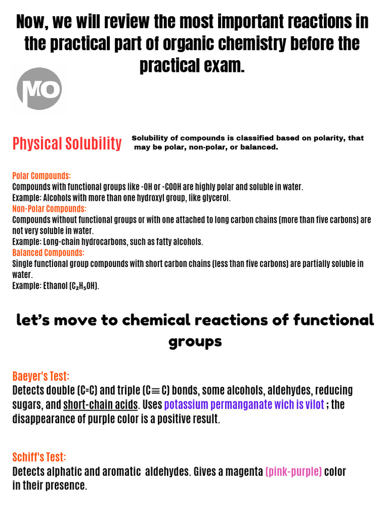 Now, We Will Review The Most Important Reactions in The Practical Part ...