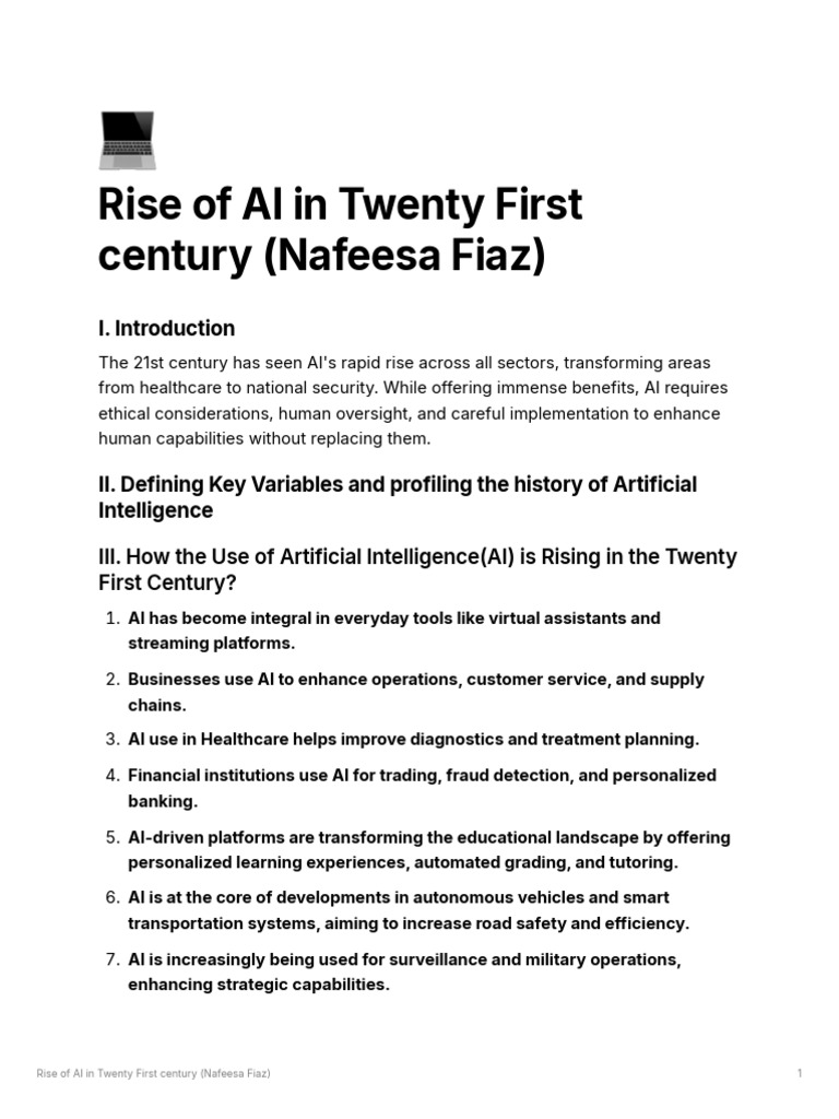 AI in Twenty First Century (Nafeesa Fiaz) | PDF | Artificial ...