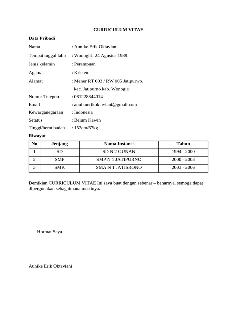 CURRICULUM VITAE ERIK OKTA | PDF