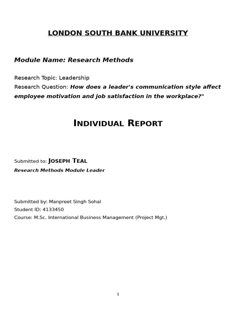 Manpreet Research Method Report | PDF | Survey Methodology | Quantitative Research