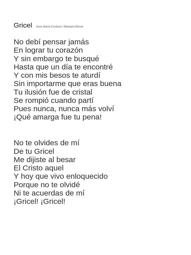 "Gricel: Poema de Amor y Desilusión" | PDF